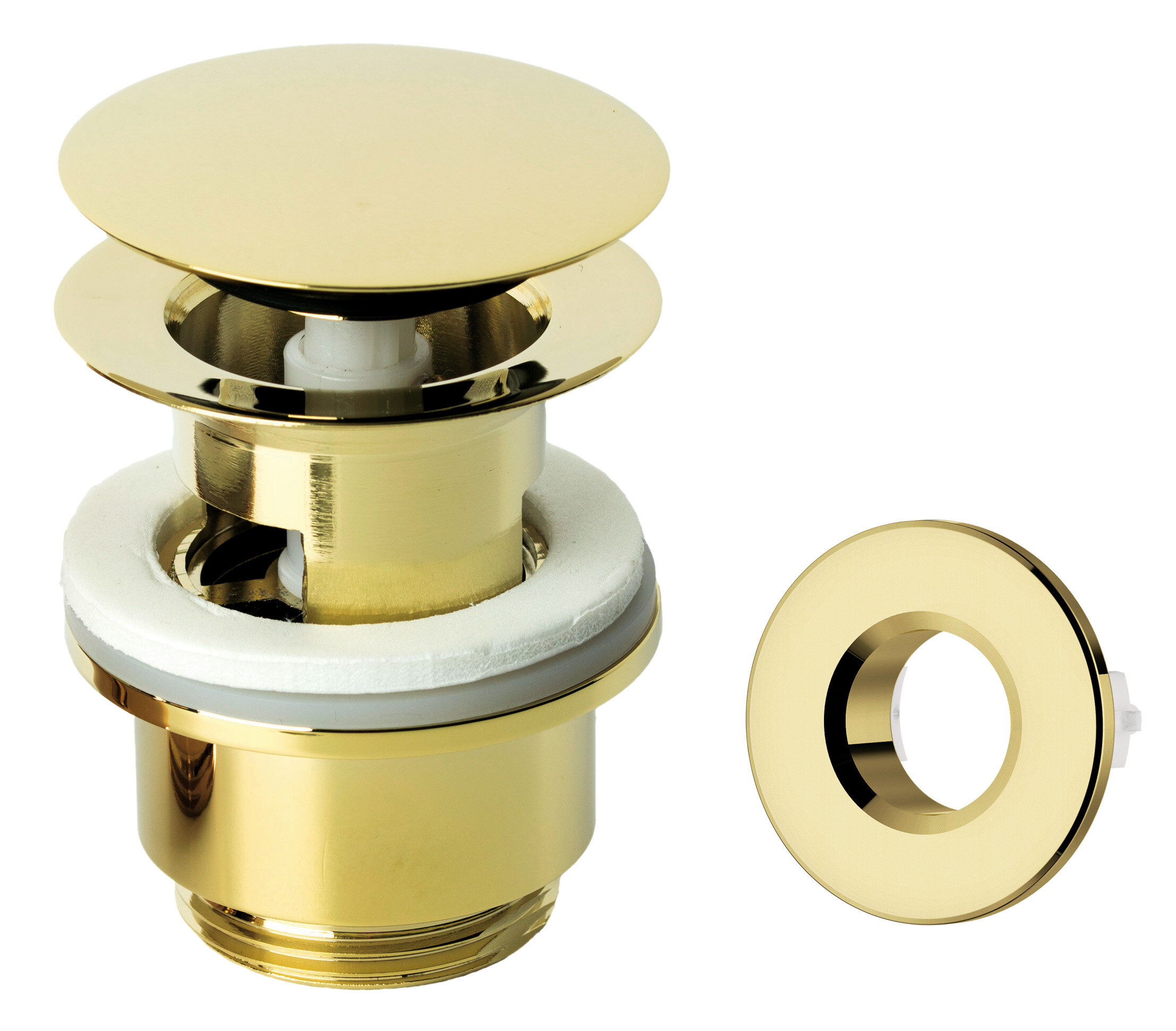 Bathroom Accessories Polished Brass PVD Pop Up Waste with click-function [https://damixa.com]